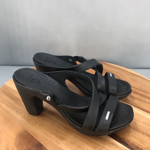 CROCS | Shoes | Crocs Cypress Iv Sandals Womens 8 Black Chunky Heel ...